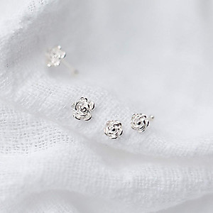 Unique Nose Rings Studs 22 Gauge Body Piercing Jewelry for Women Girls S925 Sterling Silver Tiny Rose Flower Ball Bead Labret Screw Nose Stud Post Pin Hypoallgenic Personalized Jewelry (5mm pair)