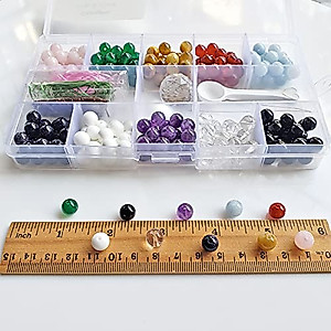 Chengmu 8mm Stone Beads Kit for Jewelry Making 230pcs Natural Gemstone Amethyst Agate Onyx Crystal Tiger Eye Round Loose Beads Set for Bracelet Necklace Color 1