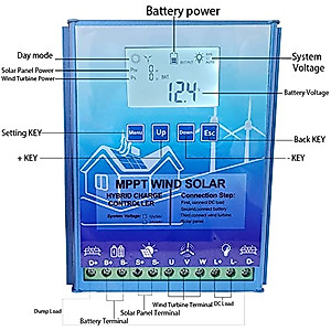 12000W Wind Solar Hybrid System MPPT Charge Controller,12V/24V/48V with Dump Load Wind Turbine Generator Solar Panel Auto Regulator,48v