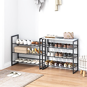 Garden 4 you Shoe Rack 6 Tiers Shoe Storage Organizer,Large Capacity Storage Rack With White Faux Marble Tabletop,Adjustable Metal Shelf Stackable Shoe Shelf For Entryway Hallway Living Room Closet