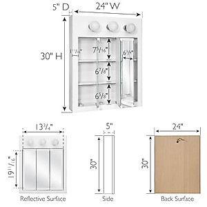 Design House 24 Inch Concord Bathroom Medicine Cabinet, Wall Mounted, Mirror, White, 532374-WHT
