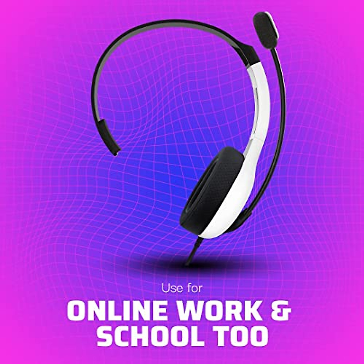 PDP LVL30 Wired Headset with Single-Sided One Ear Headphone for PC, Xbox - Mac, Tablet Compatible - Noise-Cancelling Mic - Lightweight, Cool Comfort, Great for Gaming, School and Remote Work - White