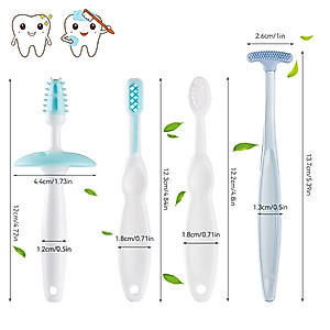 FDBTL 4 Pieces Training Toothbrush Set and Baby Tongue Cleaner, Infant to Toddler Oral Care for 6 to 24 Months, 1 Year and up