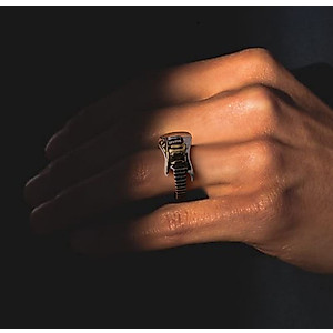 HUKQBUNX 925 Sterling Silver Men's Fashion Opening Electric Guitar Music Personality Hip hop Rock Style Domineering Ring