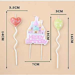 Castle Happy Birthday Candle Set,Fairy Tale Theme Baby Kids Children Happy Birthday Candles,Party Supplies,Cake Decoration (Pink)