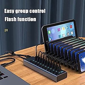 SHYPT Aluminum Alloy 11-Port USB3.0 Splitter 10 Port Computer Extended USB HUB 1 Port Fast Charging External 12V4A Power Supply