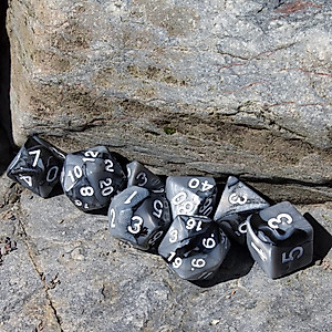 Paladin Roleplaying Gray and Black Dice - Expanded DND Set with Extra D20 - 'Claws of Darkness'