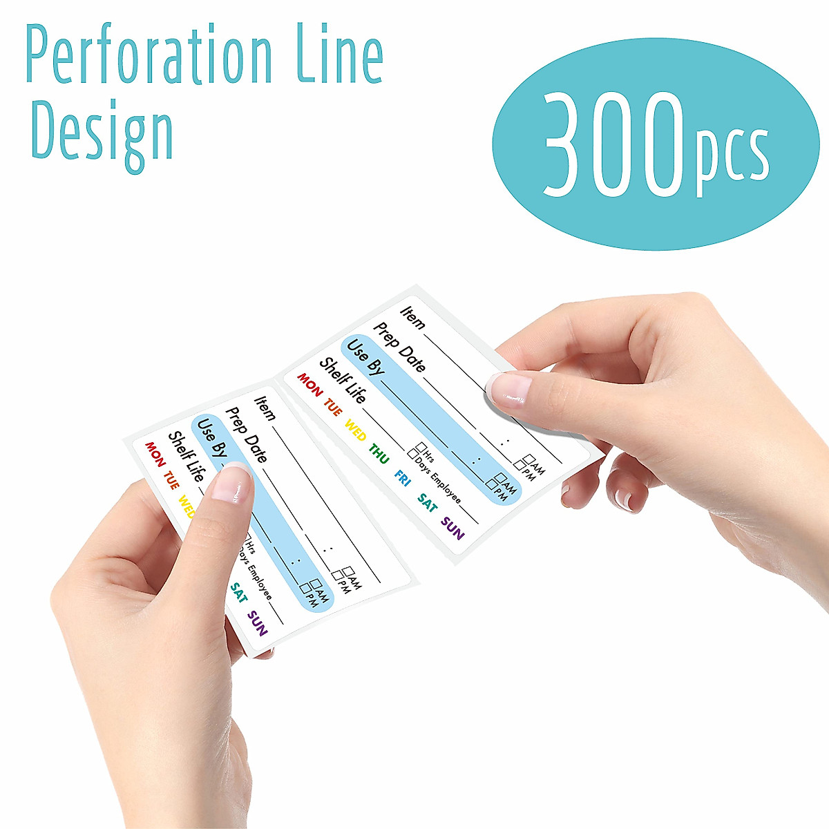 300 Removable Food Labels, Water/Oil/Tear Resistant Freezer Pantry Labels with Perforation Line No Residue Left for Food Containers Jars Kitchen Restaurant Storage Organization