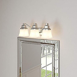 Hampton Bay 3-Light Chrome Vanity Light with Etched Glass Shades