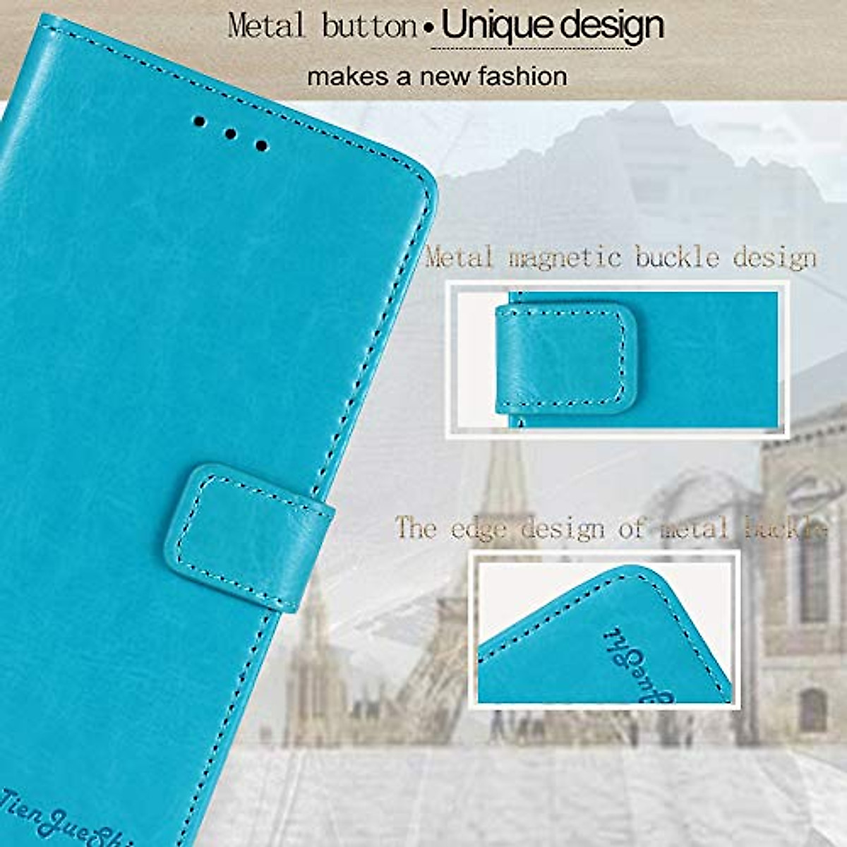 TienJueShi Blue Book Stand Retro Flip Leather Protector Phone TPU Silicone Case for Oppo Reno 6 Pro 5G 6.55 inch Gel Cover Etui Wallet