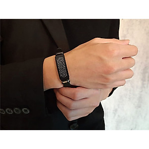 ForeverWill Ayatul Kursi Quran Calligraphy Allah God Amulet Silicone Bracelet, Arabic Verse Protection Bangle Wristband Religious Muslim Islamic Faith Jewelry, Adjustable, Black (FW-HNC-0100-quran)