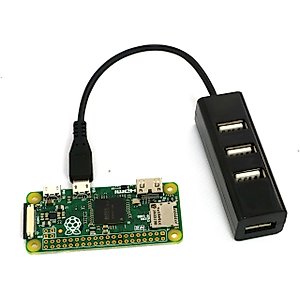 LoveRPi MicroUSB to USB 4 Port Black OTG Hub for Raspberry Pi Zero