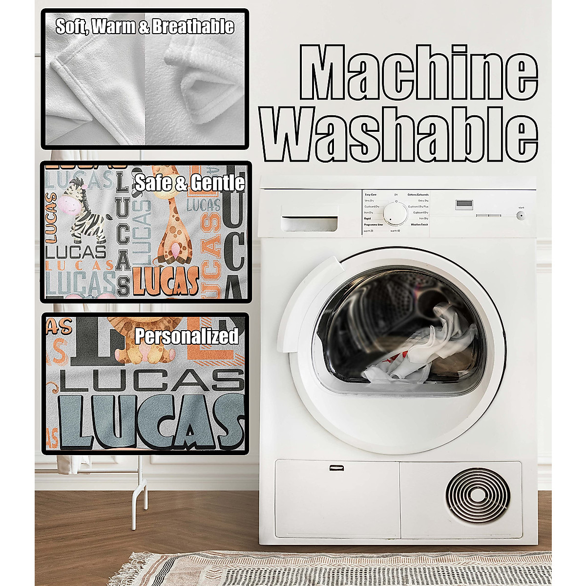 DOGGERZ Personalized Baby Blankets, Customized Baby Blanket with Name for Boy, Custom Baby Blankets for Newborn Boys, Cozy Plush Fleece Blanket, Personalized, Birthday Gifts (Jungle Animal)