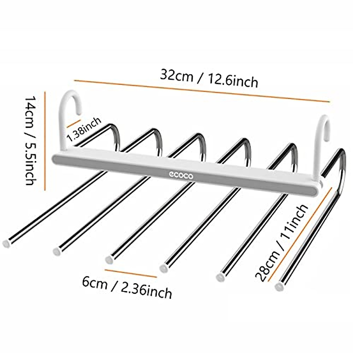 WudTus Pants Hangers Space Saving,2 Pack Closet Clothes Storage Organizer Clothes Hanger,6 Tier Non Slip Folding Stainless Steel Pants Skirt Magic Hangers for Scarf Jeans Trousers Ties Towels Leggings