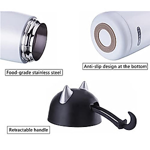 11.5oz Cute Cat Vacuum Insulated Cup Stainless Steel Mini Cartoon Water Bottle Travel Coffee Mug with Brush and Spoon Set Good for Cat Lovers