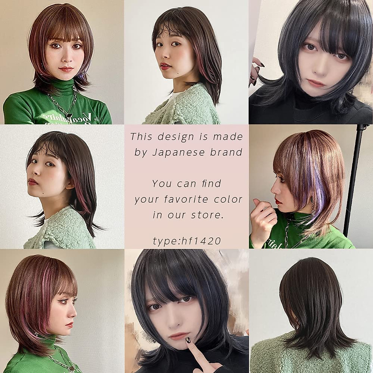BRIGHT LELE Natural Full Medium Straight Hair With Natural Bang Layered cut with Wigs for Women Synthetic Stright Hair Wig for Daily Party Cosplay Wig HF1420-TR/M