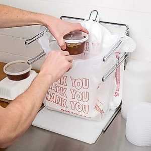 Netko Thank You Shopping Bags - Plastic Grocery Reusable White Bags | T-shirt Bags | Heavy Duty Gift Carrier Market Bags in Bulk 50 Pack