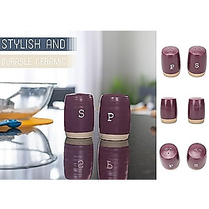 Nat & Jules Raw Bottom Deep Wine Red 3 x 2 Ceramic Salt and Pepper Shaker 2 Piece Set
