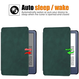 BOZHUORUI Slim Case for All-New Kindle 11th Generation - 2022 Release (6 inch, Model C2V2L3) - Premium PU Leather Bookcover with Auto Sleep/Wake (Pine Green)