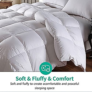 APSMILE Organic Feathers Down Comforter California King, All-Seasons Duvet Insert, 100% Cotton and Goose Feathers Down Medium Warm Quilted Bed Comforter Insert (104x96, Ivory White)