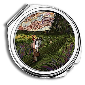 Aesthetic Made by Metal Make-up Mirror Design Blue Rain