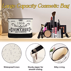 70th Birthday Gifts for Women Canvas Tote Bag Travel Gear, Unique 70 Years Old Gifts for Mom Aunt Friends Wife Sister Her Turning 70, Vintage 1954 Beach Bag & Cosmetic Bag & Back in 1954 Poster