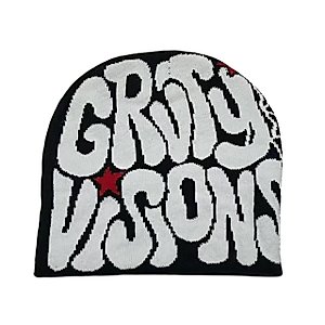 Rvnsu Y2K Beanies Letter Printing Knitted Hat Fashion Hip Hop Trend Beanie Winter Warm Woolen Hat for Women Man Pullover Hat Black