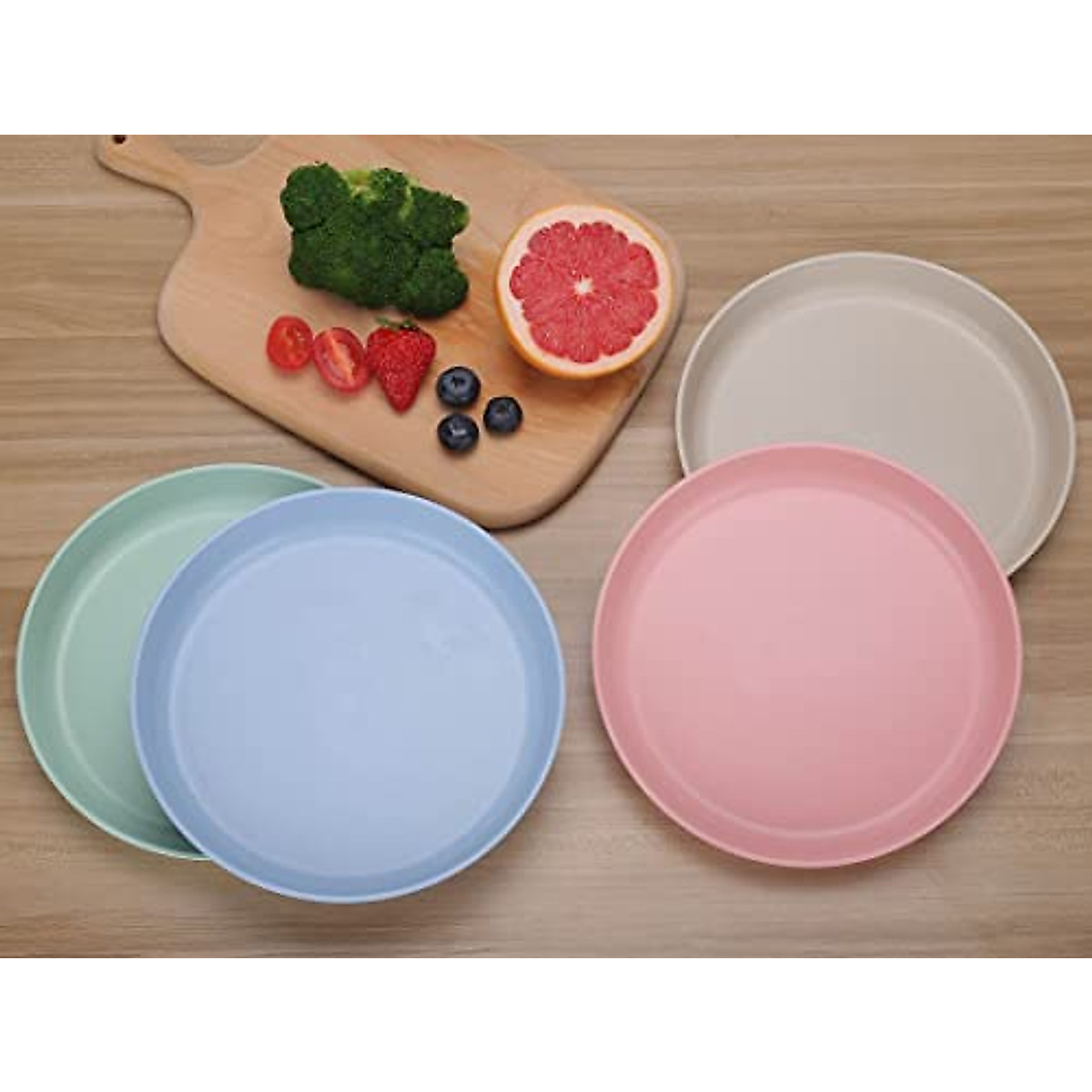 LuckyZone 9 Inches Reusable Wheat Straw Plates, Sets of 4 | Lightweight & Unbreakable Plate for Home Kitchen | Dishwasher & Microwave Safe | BPA Free & Eco-Friendly (9 Inches)