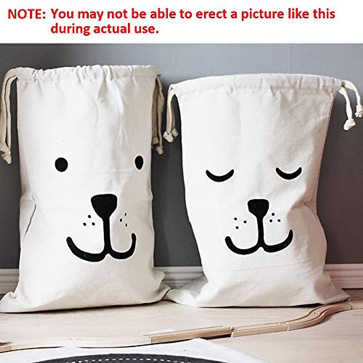 Lependor Kids Toy Canvas Duffle Storage Carry Heavy Duty Basket Laundry Bag Reusable Wall Delicates with Drawstring Pouch Christmas Gift for Travel, Ladies Sweater (Smile,18" x 26")