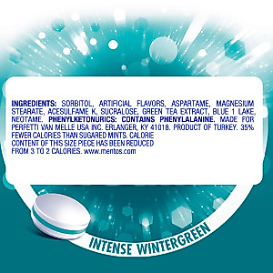Mentos Clean Breath Sugarfree Hard Mint, 150pc, Intense Wintergreen (Pack of 4 Bottles)
