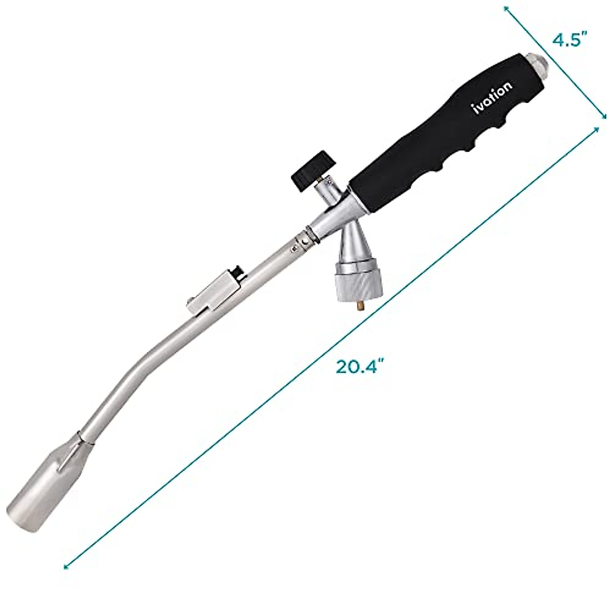 Ivation Charcoal Starter, Propane Charcoal Lighter, Quickly & Easily Ignite BBQ Grill, Smoker, Fireplace & Burn Weed, Torch Fire Starter with Button Ignition, Adjustable Flame, Tank Not Included