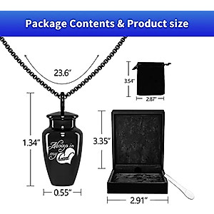VHIONER Keepsake Urns for Human Ashes, Cremation Urns for Adult Ashes Titanium Steel, Ash Pendants Cremation Jewelry with Black Premium Box (Black)
