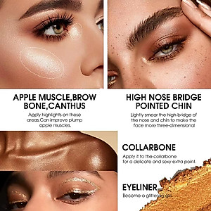 ABELYN 2-in-1 Cream Eyeshadow Stick 6 Colors Metallic Shimmer Eye Shadow Sticks & Highlighter Makeup Liquid Eye Shadow Pencil for Eyes (Pack of 6)