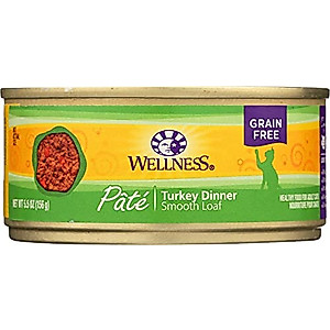 Wellness Natural Pet Food Complete Health Grain Free Wet Canned Cat Food, Turkey, 5.5 Ounce (Packaging may vary)