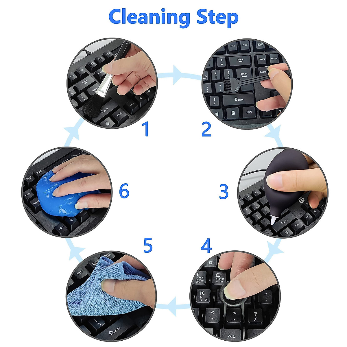 2 Pack Keyboard Cleaner, Dust Cleaning Gel with 5 Keyboard Cleaning Kit Detailing Cleaning Putty for Car Dash & Vent Universal Office Electronics Cleaning Kit Laptop, Calculators, Speakers & Printers