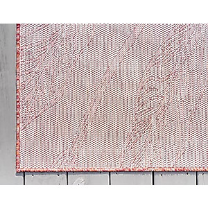 Unique Loom Outdoor Botanical Collection Area Rug - Leaf (7' 1" x 10' Rectangle, Rust Red/ Gray)