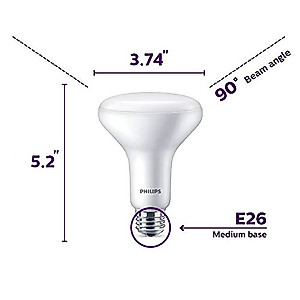 Philips LED Flicker-Free Frosted Dimmable BR30 Light Bulb - EyeComfort Technology - 650 Lumen - Daylight (5000K) – 7.5W=65W - E26 Base - Ultra Definition (Old Version) - Indoor – 6-Pack