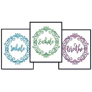 Inhale Exhale Wall Art - Inspirational Zen Wall Decor Picture Print Set - 8x10 Spiritual Home Decoration for Meditation Room, Yoga Studio, Office - Motivational Gift for Buddhist, Buddha, New Age Fans