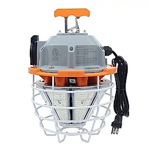 RIUVAO LED Temporary Work Light 110V-277V 150W 25000ML 5000K Linkable Construction Light Daylight White,Hanging for Job Site Waterproof IP64 Outdoor Warehouse High Bay