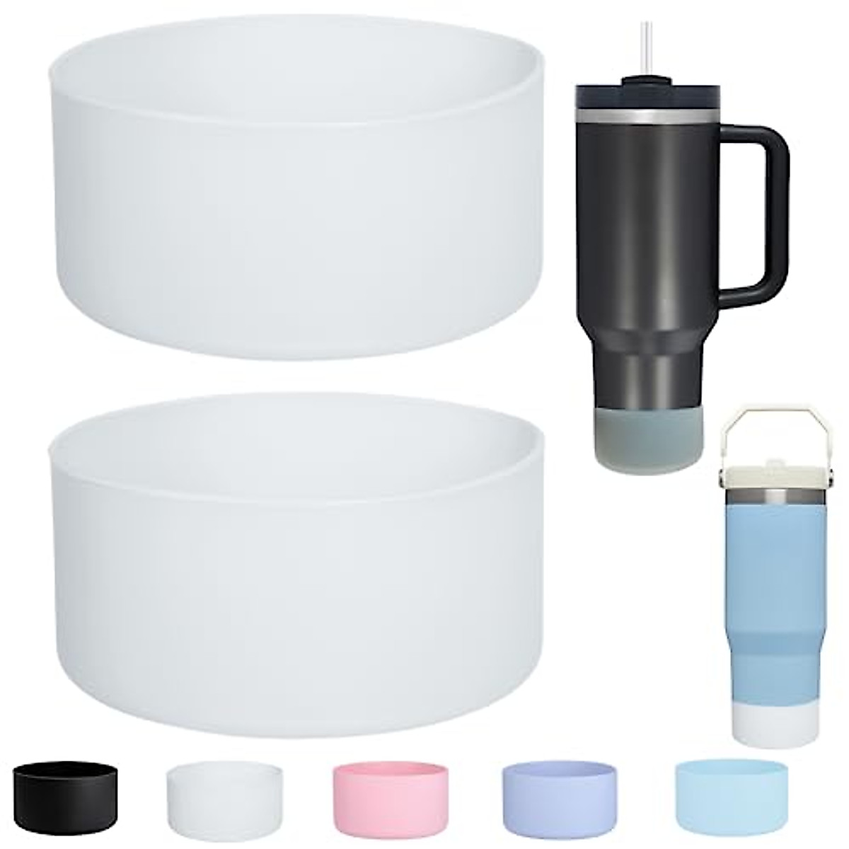 2-Pack Silicone Boot for Stanley 40 30 oz Quencher Adventure Tumbler, Bottom Boot for Stanley IceFlow 30 20 oz, Stanley Cup Protector Sleeve Cover Boots for Stanley Accessories Clear