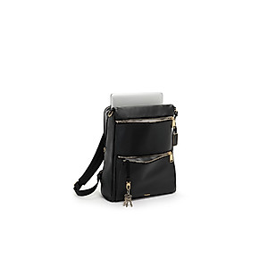 TUMI Voyageur Liv Backpack/Tote - Backpack or Tote Bag - Tote Bag & Backpack Combo - Black Leather & Gold Hardware