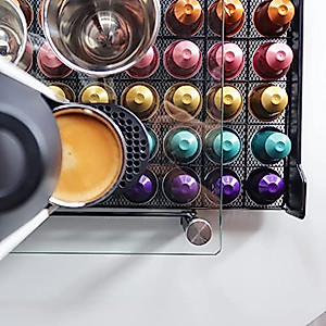 RECAPS Coffee Pod Holder Storage Pod Drawer Pods Holder Compatible with Nespresso Original Line Coffee Pods Kitchen Organizer Black Holds 60 Pods
