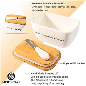 Butter Dish with Lid for Countertop – Butter Keeper – Butter Holder – Butter Container – Butter Dish with Lid and Knife – Butter Tray – Butter Saver – Ceramic Butter Dish with Kinfe Holder by UNI-THGT