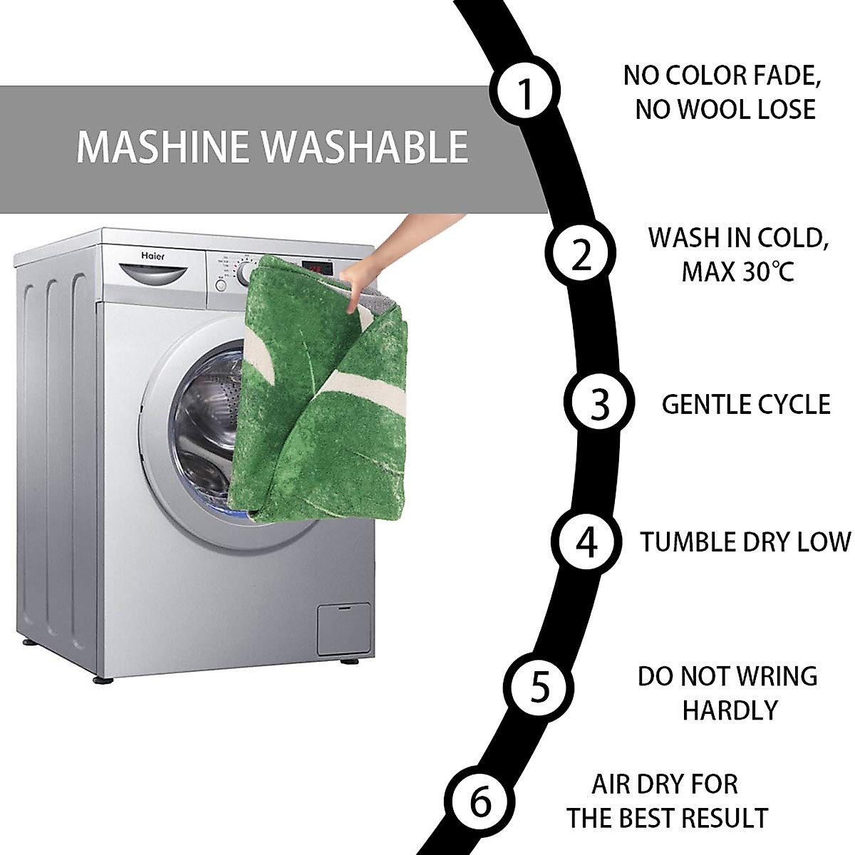 LIVEBOX Nursery Rug 35.5"x44" Washable Kids Rug for Bedroom, Green Leaf Shaped Area Rug Soft Cute Children Play Carpet Non-Slip Baby Playroom Rug for Toddler Tent