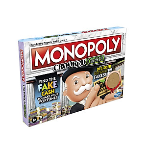 Monopoly Crooked Cash Board Game for Families and Kids Ages 8 and Up, Includes Mr Decoder to Find Fakes, Game for 2-6 Players