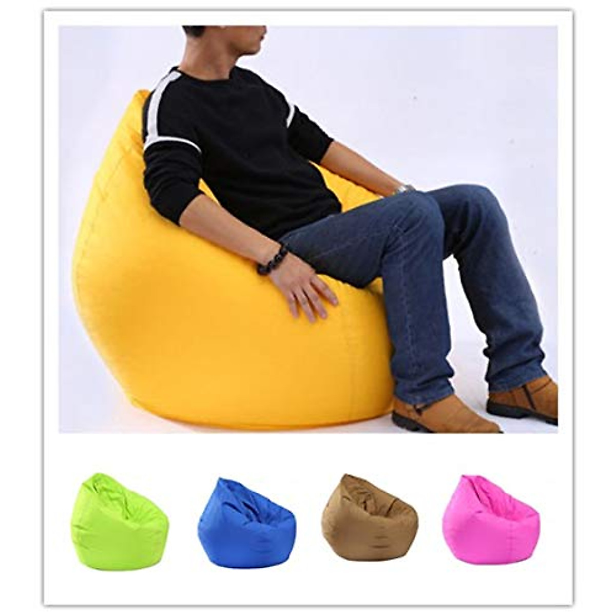 Soft Bean Bag Chairs for Kids and Adults, Lazy Lounge Storage Bean Bag Chair Cover Unfilled Sofa Beanbags Stuffed Animal Storage Indoor Outdoor (Blue - B, 23.6x25.6inch)