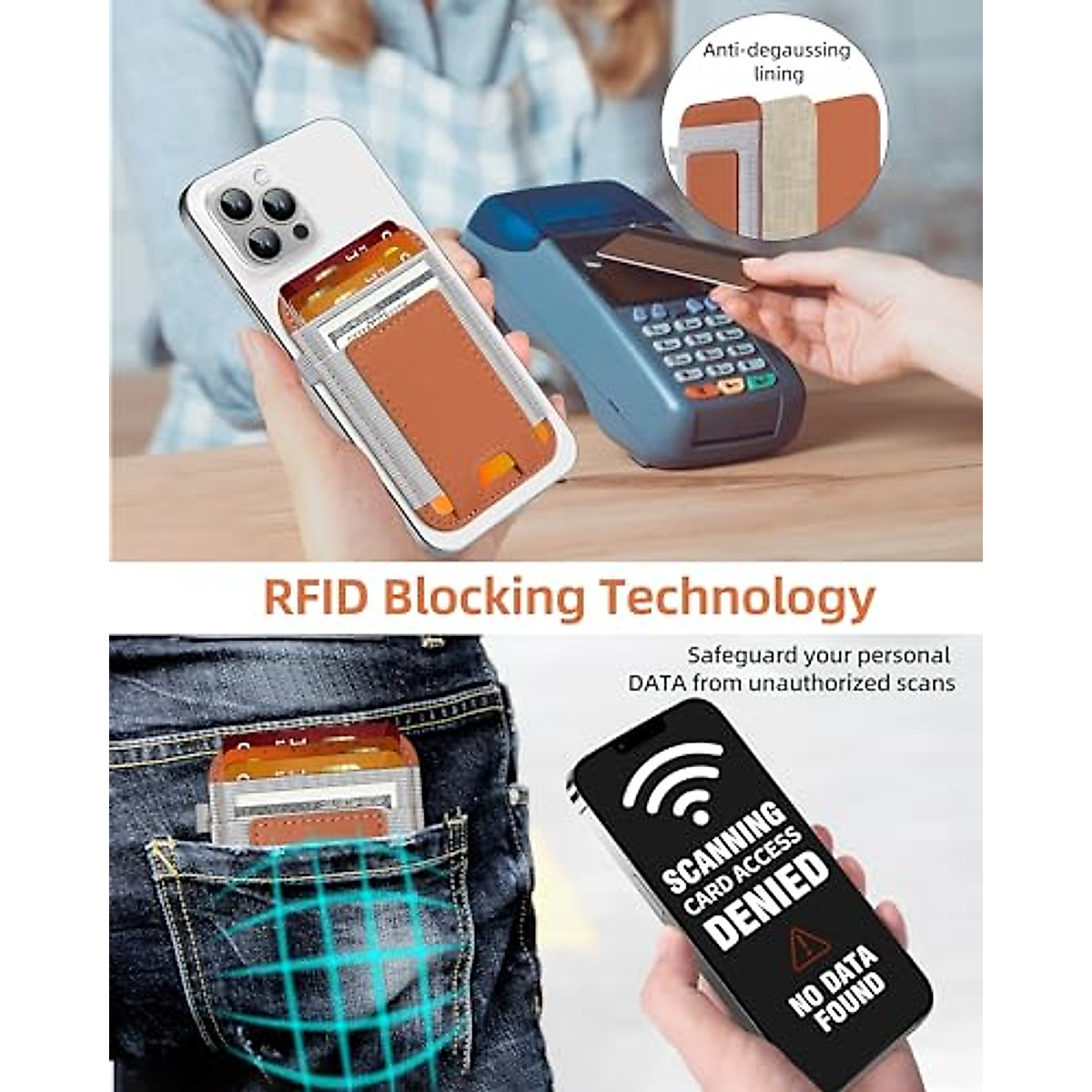 ExtreLife For Magsafe Wallet, Strong Magnetic Wallet for iPhone 15/14/13/12 Series, Magnetic Card Holder Wallet for iPhone Wallet Magsafe with 2 Card Slots, Vegan Leather, Hold 7 Cards, Slim, Brown