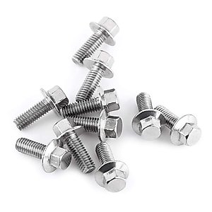 10pcs M8 Flanged Hex Head Bolts Flange Hex Screws 304 Stainless Steel Hex Screws Bolts Fasteners Hex CoverHead with Flange Silver (M8X16) ﻿