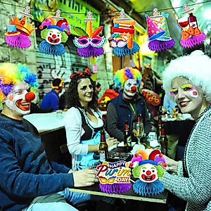 8 Pcs Purim Decorations Honeycomb Centerpieces, Happy Purim Table Decorations, Purim Party Decorations 3d Double Side Honeycomb Decorations for The jolly Jewish holiday Purim Day Party