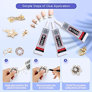 3PCS B7000 Jewelry Glue for Jewelry Making, FITTDYHE 15ML/0.5fl oz Clear Glue DIY Craft Glue Rhinestones Glue, Waterproof Stong Bond Adhesive Glue for Phone Repair Nail Art Shoes Fabric Metal Glass